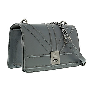 Pierre Cardin Grey Leather Large Structured Shoulder Bag for womens