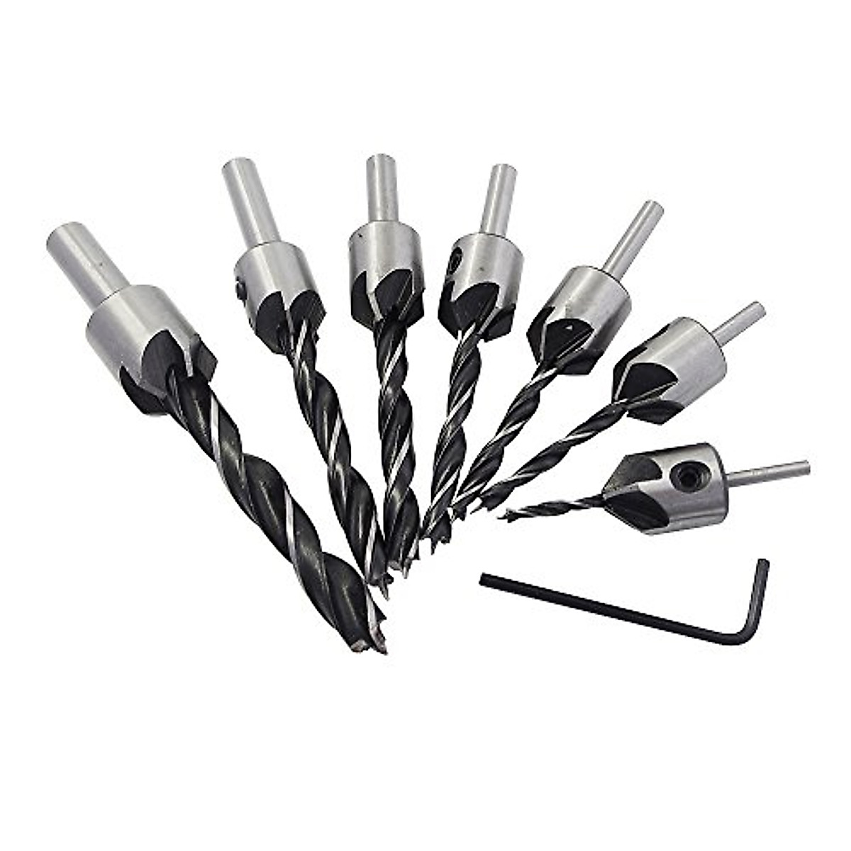 Yakamoz 7Pcs HSS Countersink Drill Bits Set High Speed Steel Counter Sink Bit for Wood Carpentry Reamer Woodworking Tool