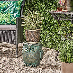 Christopher Knight Home Agnes Owl Garden Stool, Lightweight Concrete, Gold Patina Finish