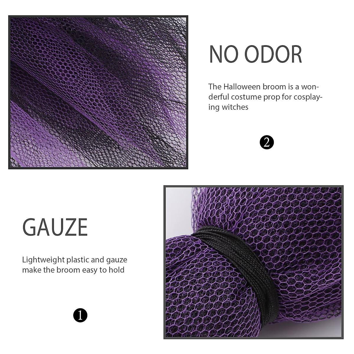 FOMIYES Halloween Witch Broom, Plastic Witch Broomstick Net Yarn Broom Prop for Halloween Costume Dress Up AccessoriesRandom Color