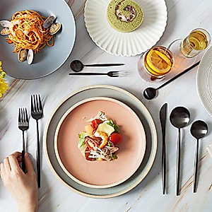 Homelux Theory 18/10 Matte Black Silverware Set Stainless Steel Black Flatware Set Black Utensil Set| 5pc Adaline Royal Modern Black Cutlery Set| BEST Flatware Set for 4 (4 sets,Black matte polish)