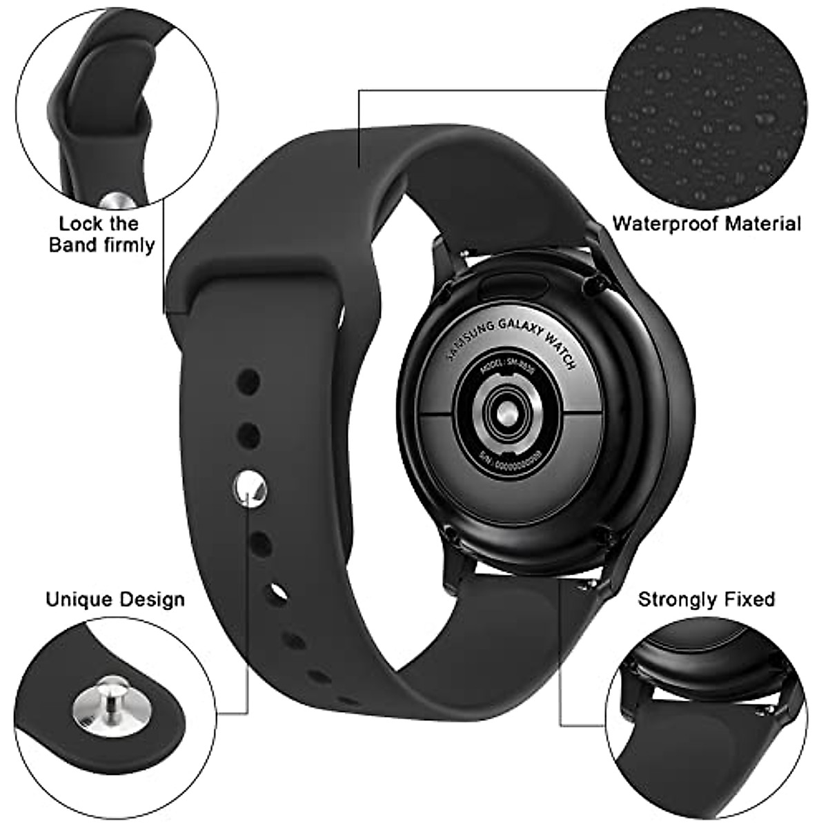 Meliya Band for Samsung Galaxy Watch 3 Bands 45mm Women Men, 22mm Adjustable Soft Silicone Sport Strap Replacement Band for Galaxy Watch 3 45mm (Black)