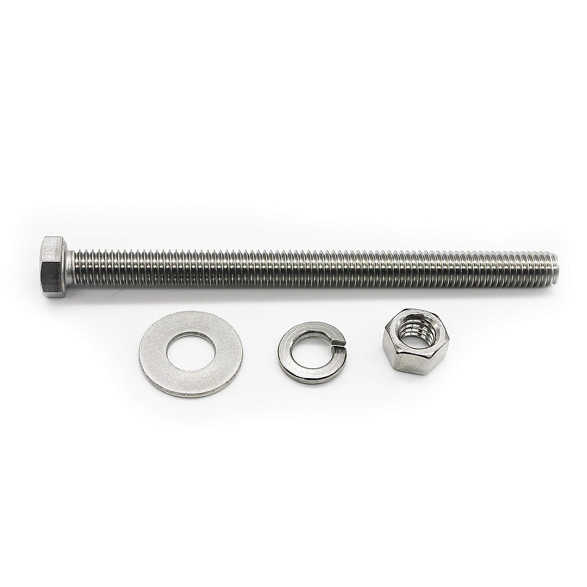 (4 Sets) 3/8-16x4 Stainless Steel Hex Head Screws Bolts, Nuts, Flat & Lock Washers, 18-8 (304) S/S, Fully Threaded by Bolt Fullerkreg