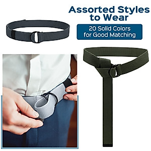 JaGely 20 Pieces Canvas Belt Web D Ring Belt 1 1/2'' Wide Web Fabric Casual Belt with Black Double D Ring for Men Women, 20 Colors