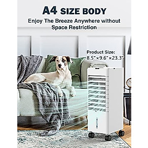 3-In-1 Evaporative Air Cooler, Cooling Fan with 3 Modes & 3 Speeds, Windowless Air Conditioner with 12-H Timer Remote Control, Swamp Cooler w/60° Oscillation, Portable Air Conditioner for Room/Office