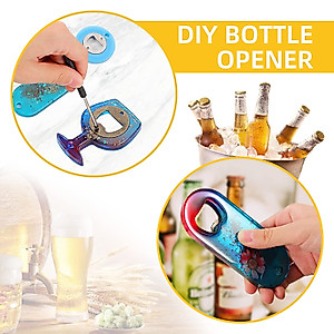 Ohiyoo 100 Set Bottle Opener Insert DIY Bottle Opener Hardware Stainless Steel Metal Bottle Opener Insert Kits Silver Resin Bottle Opener Hardware Beer Bottle Opener DIY Hardware (Silver, 100 Set)