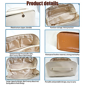 S-SNAIL-OO Upgrade Large-capacity Travel Cosmetic Bag, Women Pu Leather Waterproof Portable Cosmetic Bag with Handle, Storage Bag for Place Skin Care Products, Jewelry, Sundries. (Pink)