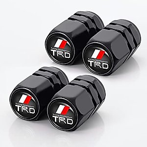 for Toyota TRD, Decoration Accessory Tire Air Caps Cover for Toyota TRD Fj Cruiser, Supercharger, Tundra, Tacoma, 4Runner,Yaris,Camry Highlander Avalon PRO Series (Black) Tire Valve Stem Caps