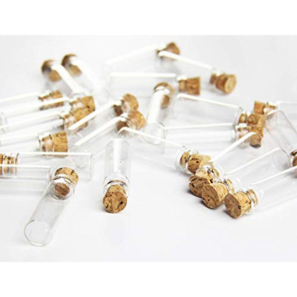 1ML Small Mini Tall Clear Glass Bottles/Jars with Corks Stoppers for Arts & Crafts, Projects, Decoration, Party Favors+ 50 Pcs Gold Metal Eye Hook Pin Screws,50 Pcs