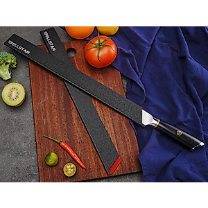 WELLSTAR Knife Edge Guards Set, 2 Piece 14 Inch Universal Blade Covers, BPA Free ABS Protective Long Blade Sheaths, Non-Scratch Felt Lining Brisket Knives Covers (Knives not included)