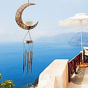Moon Wind Chimes, Solar Wind Chimes Outdoor, Mothers Gifts, Gifts for Mom, Gifts for Women, Gifts for Grandma, Garden Courty ard Lawn Decor, Thanksgiving Gifts, Moon Decor