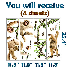 RoyoLam 78.7'' x 32'' Large Monkeys Hanging on Vines Wall Decal Nursery Macaque Animal Wall Sticker Removable Peel and Stick Wall Art Decor for Kids Baby Classroom Preschool Living Room Bedroom School