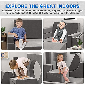 Yaofala Kids Couch, 15 PCS Certified Modular Toddler Couch Kids Play Couch, Child Sectional DIY Sofa Couch for Playroom Bedroom Living Rooms, Convertible Foam and Floor Cushion for Gift