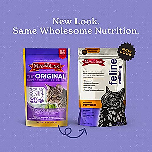 The Missing Link Feline Superfood Supplement Powder 6oz Bag, Veterinarian Formulated, Balanced Omega 3 & 6 for Healthy Skin & Coat, Digestion, Immunity & Overall Cat Health