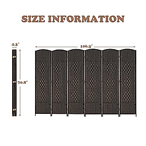 Lazyland Divider Folding Privacy Screen with Diamond Double-Weave Room dividers and Freestanding Room Dividers Privacy Screens for Indoor and Outdoor (6, Coffee)