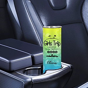 Personalized Girls Trip Tumblers with Name, Beach Cruise Insulated Cup with Lid and Straw, Girls Weekend Gift for Women, 2025 Girl Trip Gifts, Family Vacation Tumbler, Bachelorette Party Cups