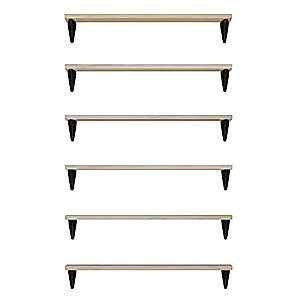 Wallniture Arras Floating Shelves, Living Room Bookshelf, Wall Shelves for Bedroom, Kitchen Organization Units & Office Wall Decor 24" Natural Wood Shelf Set of 6