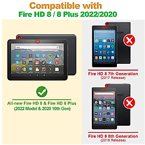 VOFTEEK Kids Case for All New Amazon Fire HD 8 & HD 8 Plus Tablet (2022 Model & 2020 10th Gen,2020/2022 Release), Durable Shockproof Protective Case with Handle Stand for Fire 8 inch 2020 Model, Pink