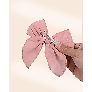 doboi 20PCS Fable Bows 4.5 Inch Hair Bows Clips Baby Girls Hair Clips Cotton Linen Bows for Girls Solid Color Hair Accessories for Baby Toddlers Kids