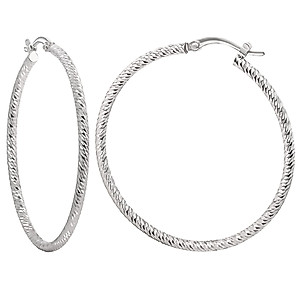 Hot Silver Womens Hoop Earrings - Sterling Silver Earrings - Silver Hoop Earrings for Women