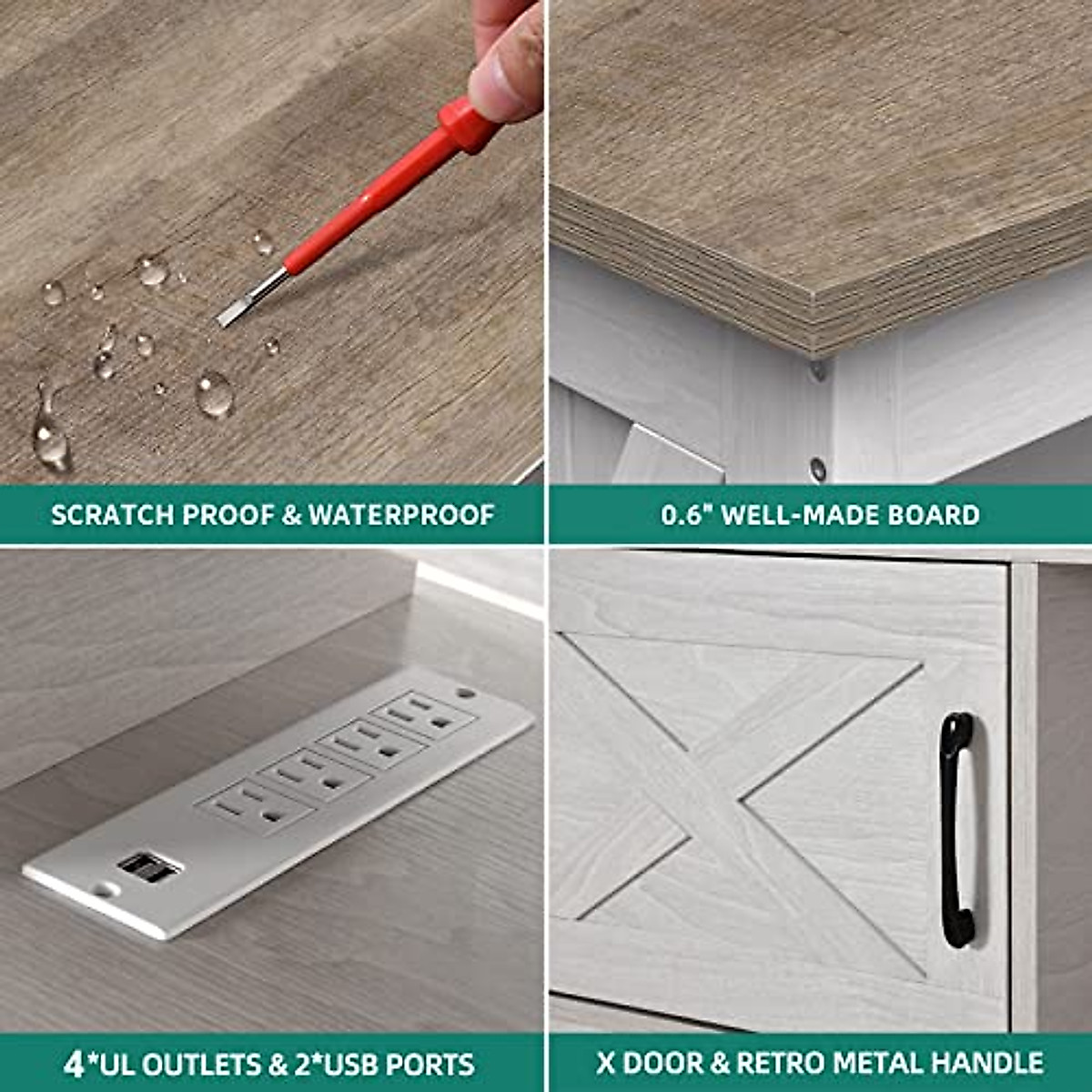 YITAHOME Farmhouse TV Stand for 65 Inch TV with Power Outlet