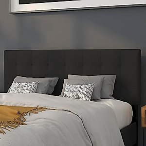 Flash Furniture Bedford Tufted Upholstered Headboard for Queen Size Bed, Contemporary Fabric Tufted Headboard with Adjustable Height, Black