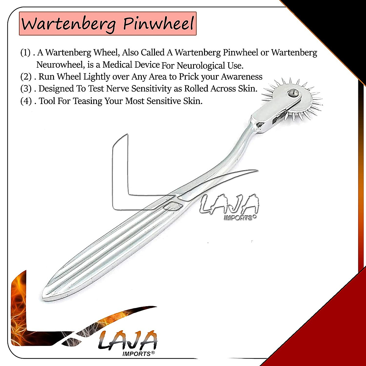 Laja Imports 4 Pcs Set Diagnostic Neurologic Wartenberg Sensory Testing Pinwheel Stimulator for Educational Use