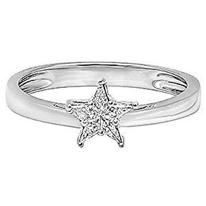 Dazzlingrock Collection 0.15 Carat (ctw) 14k Noble Cut Diamond Star Shaped 5 Stone Women Bridal Engagement Ring, White Gold, Size 7