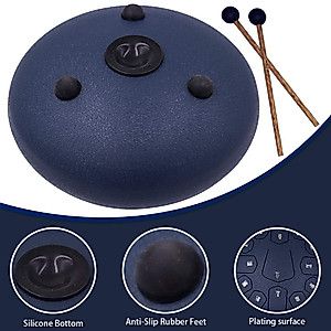 LOMUTY 12 Inches 30 CM Steel Tongue Drum-13 Notes C Major Tuned Percussion Instrument-Handpan Drum Sets with Bag, Music Book, Mallets and Finger Picks(Navy)