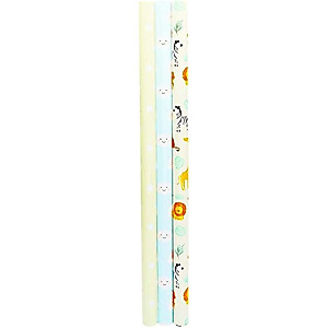 Sparkle and Bash Baby Shower Wrapping Paper, Double-Sided with Cut Lines, 30 In x 16 Ft (3 Rolls)