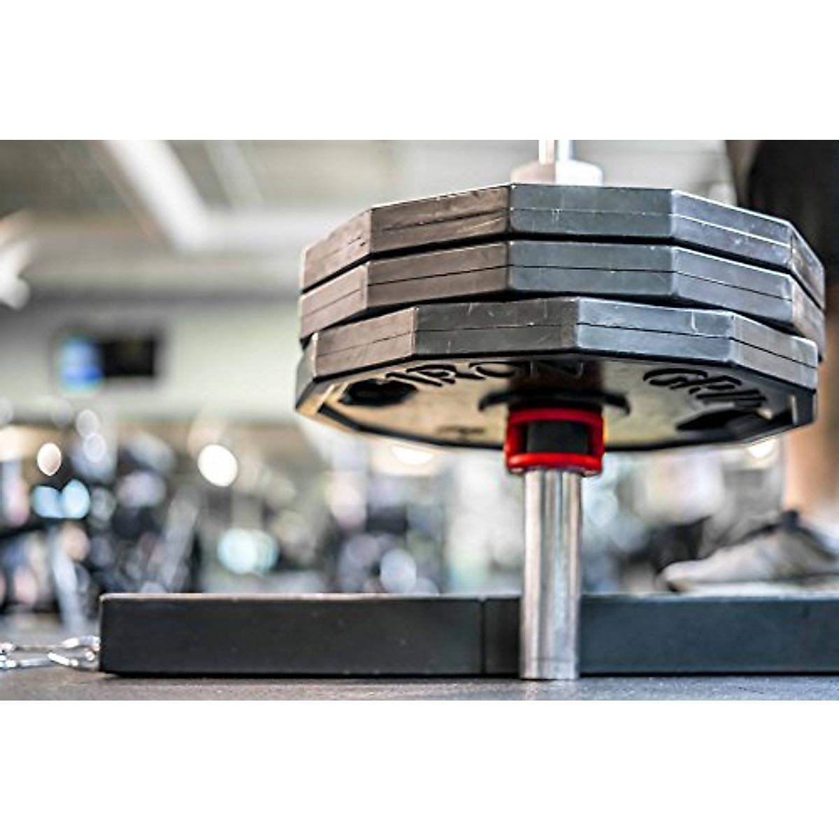 Clout Fitness Olympic Barbell Clamps Collars Quick Release Pair of Locking Weight Clips Fit 2 Inch Barbell for Weightlifting Red