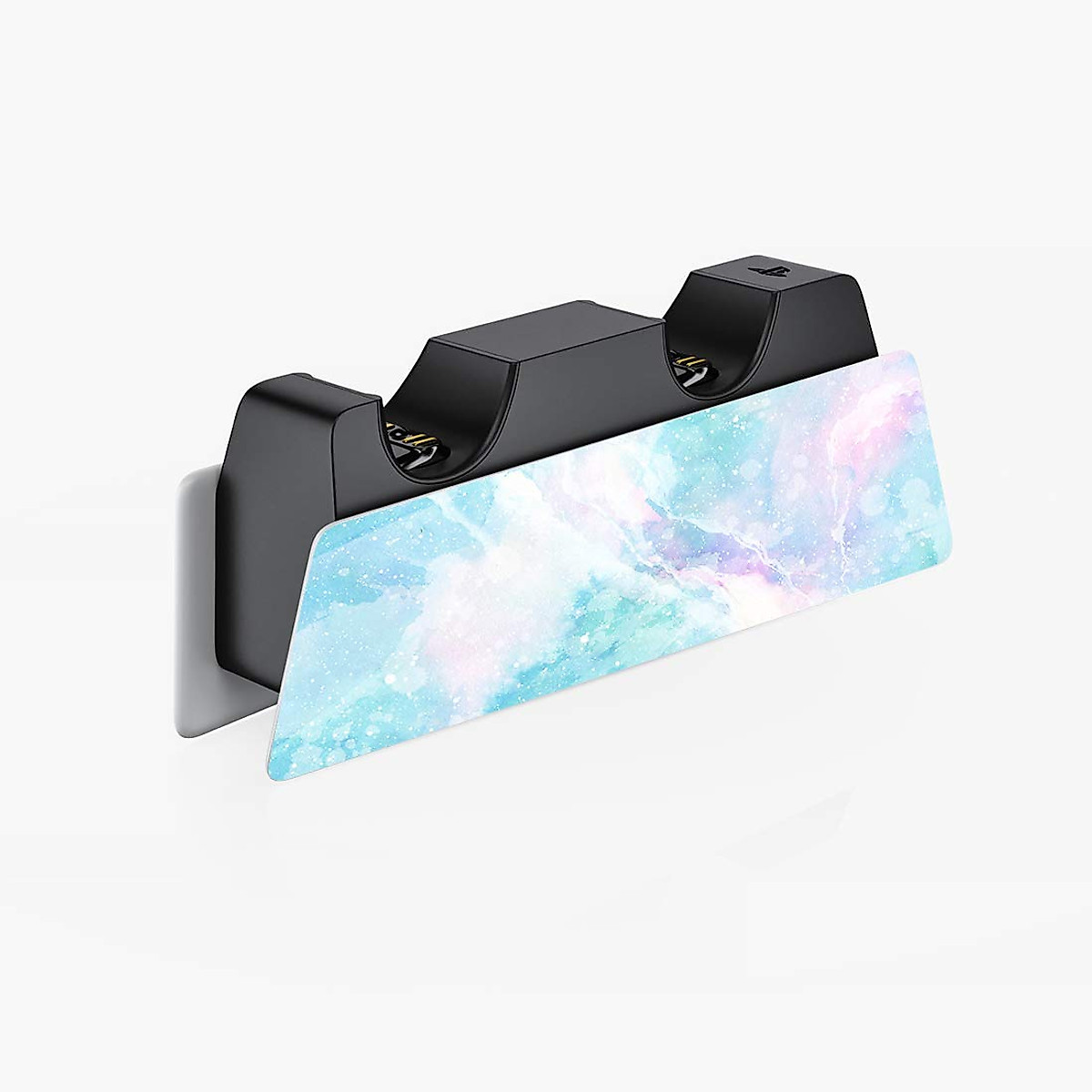 PlayVital Pale Blue Watercolor Full Set Skin Decal for ps5 Console Disc Edition, Sticker Vinyl Decal Cover for ps5 Controller & Charging Station & Headset & Media Remote