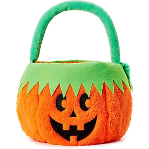 Plush Halloween Bucket Trick or Treat Bucket Halloween Basket Trick or Treat Basket for Halloween Candy Bag Halloween Trick or Treat Bag Candy Tote Bucket Pumpkin Bucket (Pumpkin Face Style 1)