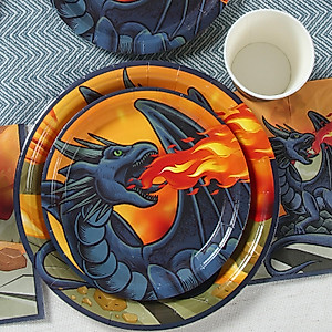 Dragon Party Supplies (Serves 24) Dinner Plates, Dessert Plates, Cups, Napkins. Fantasy Birthday Decorations for Kids, Boys, Girls and More. Dragon Themed Birthday Party Decorations