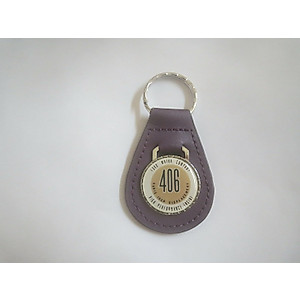 1962 1963 1964 GALAXIE 406 HIGH PERFORMANCE ENGINE LOGO LEATHER KEYCHAIN - PURPLE