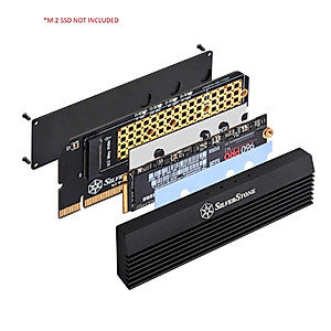 SilverStone Technology Slim M.2 M Key PCIe NVMe Adapter to PCIe X4 with Integrated Heatsink ECM23