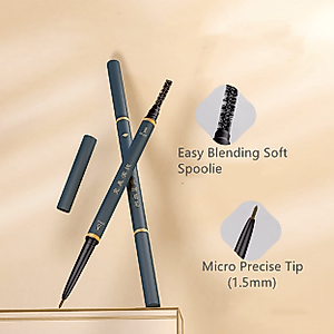 Eyebrow Pencil,3 PCS Waterproof Professional Makeup Micro Brow Pencil,Brow Kit with Eyebrow Brush and Razor,Ultra-Fine Mechanical Pencil