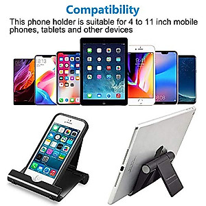 VOVIGGOL 2 Pack Cell Phone Stand for Desk, Foldable Cell Phone Holder Mobile Stand Phone Dock, Adjustable Tablet Stand Holder Compatible with iPhone 12 iPhone 11 Pro Xs X 8 iPad Samsung (Black)