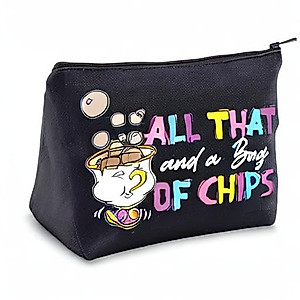 BWWKTOP Mrs. Potts And Chip Makeup Bag Beauty Beast Inspired Gifts All That And A Bag Of Chips Makeup Zipper Pouch Bag Chip Merchandise (Bag Of Chips BL)