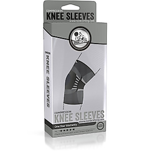 Knee Compression Sleeves (1 Pair) - Support for Arthritis Prevention & Recovery (X-Large, Grey)