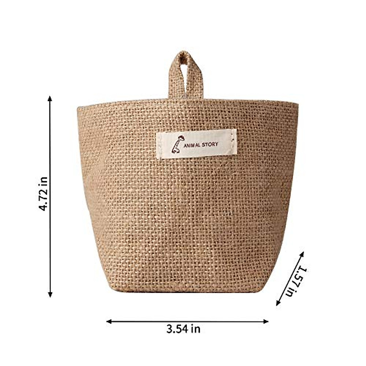 JIAKAI 4pcs Mini Hanging Storage Bag，Cotton Linen Small Storage Basket Decor Bin Bag with Handle, for Wall Door Closet