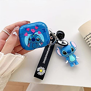 Cute Stitch AirPod 3nd Generation Case, AirPod 3 Personalise Custom, Airpod 3 Case Cover with Keychain/Lanyard, Protective Hard Case Cover Skin for Women Girls Airpod 3 Case [Front LED Visible]