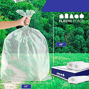 Plasticplace 42 Gallon Contractor Trash Bags │ 4.0 Mil │Clear Heavy Duty Garbage Bags │ 33" x 48" (50 Case)