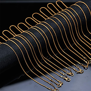 Forise 24 Pcs Gold Plated and Silver Plated 1.2 mm Snake Chains Necklace with Lobster Clasps for Jewelry Making,18 Inch and 20 Inch