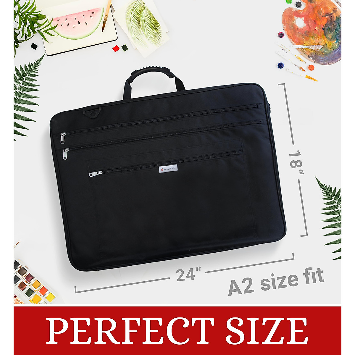Happy2Buy4U ART PORTFOLIO full extension zipper, Portfolio Folder for Artwork, Waterproof Art Portfolio Case A3, Folder pocket Art Portfolio Case 18x24, Hard portfolio case, Portfolio 18x24
