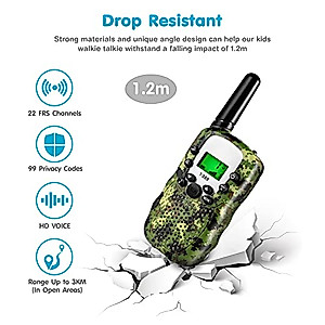 GINMIC Walkie Talkie for Kids, Toys for 3-12 Year Old Boys Girls with Backlit LCD Flashlight, Kids Walkie Talkies Long Range 22 Channels 2 Way Radio for Hiking Camping, Xmas Birthday Gift Present