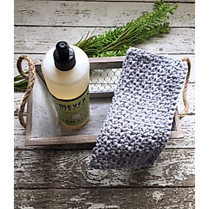 Handmade Dish Cloths Pewter Grey Gray Wash Cloths Crochet Cotton Kitchen Dishcloths Set of 3