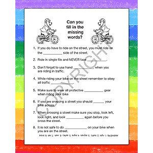 ZOCO - Bike Safety - Educational Coloring Books (25 Bulk Pack, Without Crayons) - Bicycle Rules, Road, Helmet Safety - Games, Puzzles, Activities for Kids