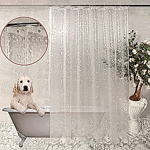VENICE COLLECTIONS Shower Curtain Liner 3D Semi Transparent Heavy 8G Thick PEVA Waterproof Plastic Metal Grommets and Weighted Magnets 70 x 72 inches with Hooks Pebble Clear