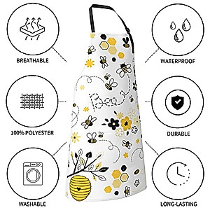 Sofevaim Bee Aprons for Women with Pockets - Spring Apron Waterproof Cute Apron for Cooking Baking Dishwashing, BBQ, Bee kitchen decor, Bee Gifts for Mom, Kitchen Aprons Adjustable Spring Decor